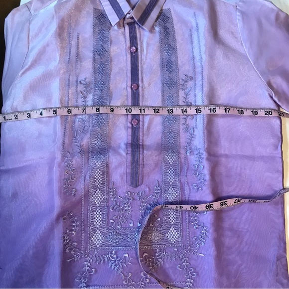 Shirts | Lavander Monochromatic Organza Barong Tagalog With Classic ...